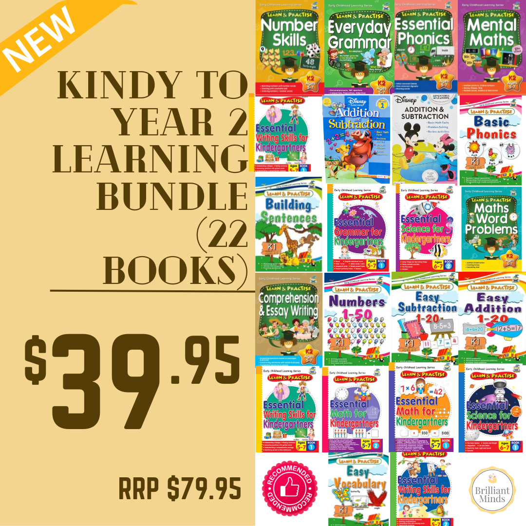 Kindy to Year 2 Learning Bundle (22 Books) – Brilliant Minds Australia