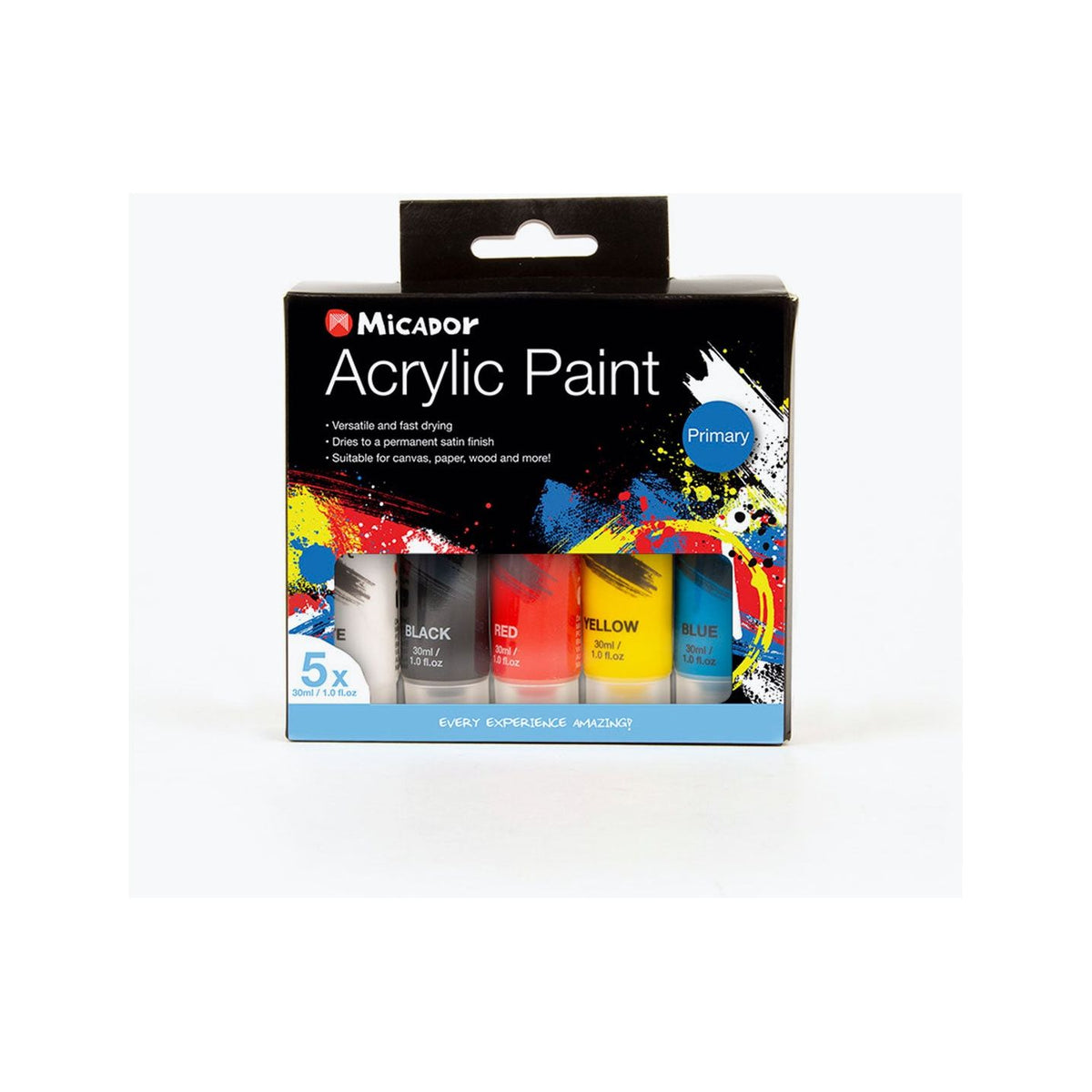 Micador Acrylic Paint Primary 5 Pack 30mL — Brilliant Minds Australia