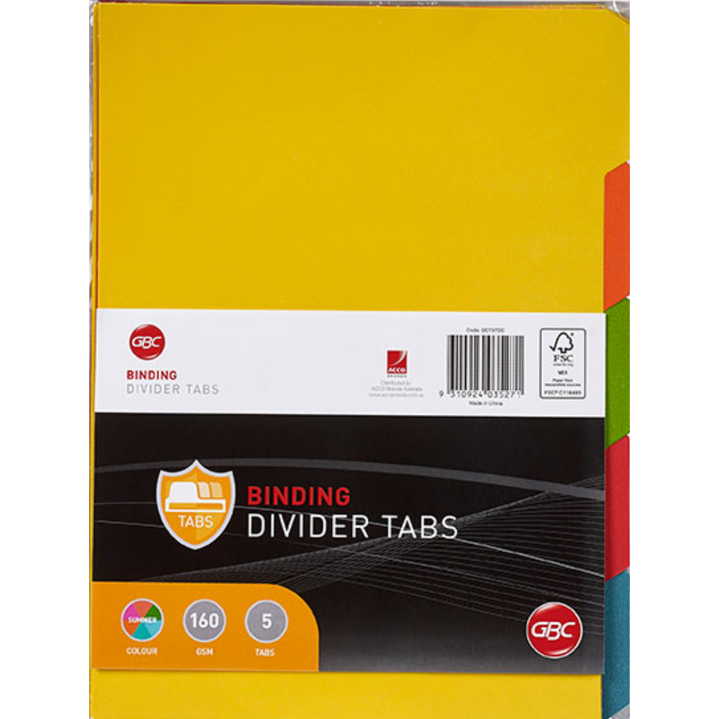 GBC BINDING TAB DIVIDERS A4 COLOUR (ASSORTED SIZES) — Brilliant Minds Australia