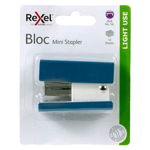 Rexel Stapler Mini Bloc Blue — Brilliant Minds Australia