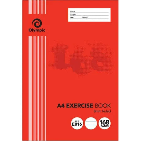 Olympic Exercise Book A4 168 Pages 8mm Ruled Brilliant Minds Australia